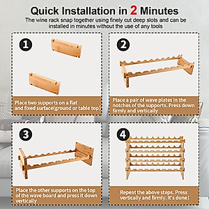 Ekomx Stackable Modular Wine Rack, 36 Bottle Freestanding Storage Bamboo Wine Holder Display Shelves, Sturdy and Durable, Wobble-Free, Perfect for Bar, Wine Cellar, Basement, Cabinet, Pantry(9x4 Rows)