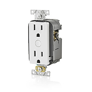 Leviton DW15R-1BW Decora Smart Wi-Fi Tamper Resistant Outlet, No Hub Required, Works with Alexa and Google Assistant, 1-Pack, White