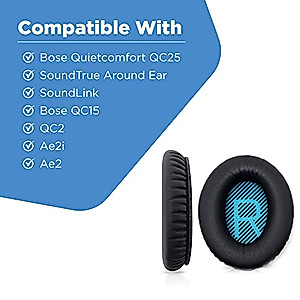 Premium Headphones Replacement Ear Pads for Bose QC25 Quiet Comfort, QC 15, SoundTrue, SoundLink AE2 - Bose Headphones Replacement Parts - Blue/Black