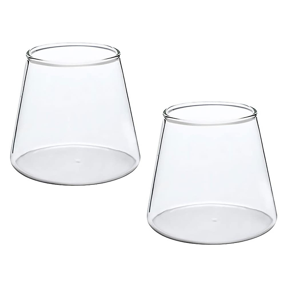 Yardwe 2 Pcs Mount Fuji Glass Cups, Transparent Mountain Shape Whiskey Glasses, Borosilicate Glass Mug for Milk Coffee Beer Whisky Cocktail (300 ml, 3.5 x 3.1 Inch)