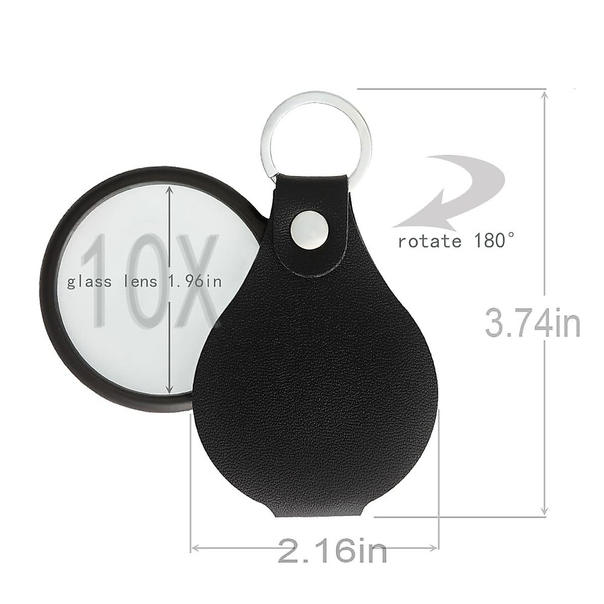 KacoKaco 3Pack 10X Pocket Magnifying Glass with Rotating Protective,Keychain Perfect for Senior Reading,Explore,Fine Prints, Sew,Jewelry, Hobbies, Pendant.