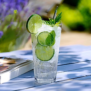 HONGBOLI unbreakable Plastic Drinking Glasses,Set of 6, Shatterproof Drinking Cups, Plastic glasses,20oz Drinking cup, Dishwasher Safe (Clear)