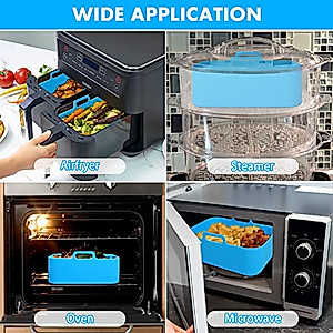 2Pcs Silicone Pot Reusable Air Fryer Liners Food Safe Non Stick Air Fryer Basket Accessories Replacement Baking Tray for Ninja Dual Dz201 Dualzone