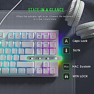 RK ROYAL KLUDGE R87 Mechanical Keyboard, 75% Layout Hot Swappable Wired Gaming Keyboard Software Macro Compact RGB Backlit PC Game Keyboards 87 Keys for Win Mac, Yellow Switch-White