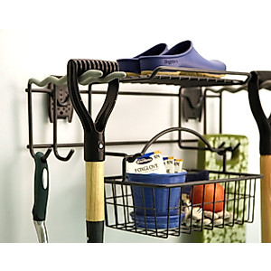 Organized Living 7115520050 Activity Organizer Garden Rack with Basket,Granite Gray
