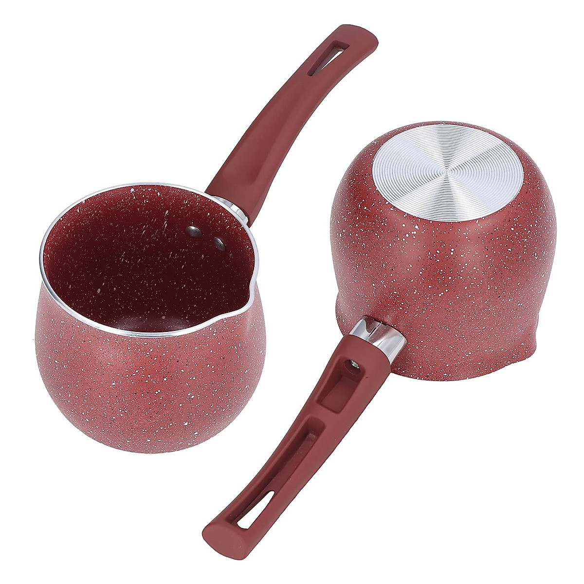 Aluminium Alloy Nonstick Milk Pan, Single Handle Anti-scalding Sauce Pan Sauce Pot, Mini Saucepan Coffee Pot Egg Boiling Pot for Home Kitchen (red)