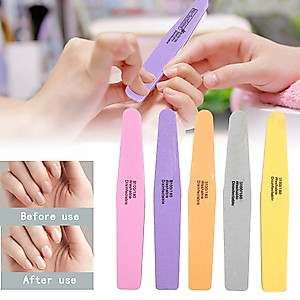 5pcs Nail File Buffer, 100/180 Double Sided Grit Gel Nail File Set, Manicure Tools File Block Nail Polisher for Nail Grooming and Styling
