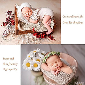 M&G House Newborn Wrap Baby Photography Wool Wrap Baby Photo Props Baskets Filler Rug(Beige)