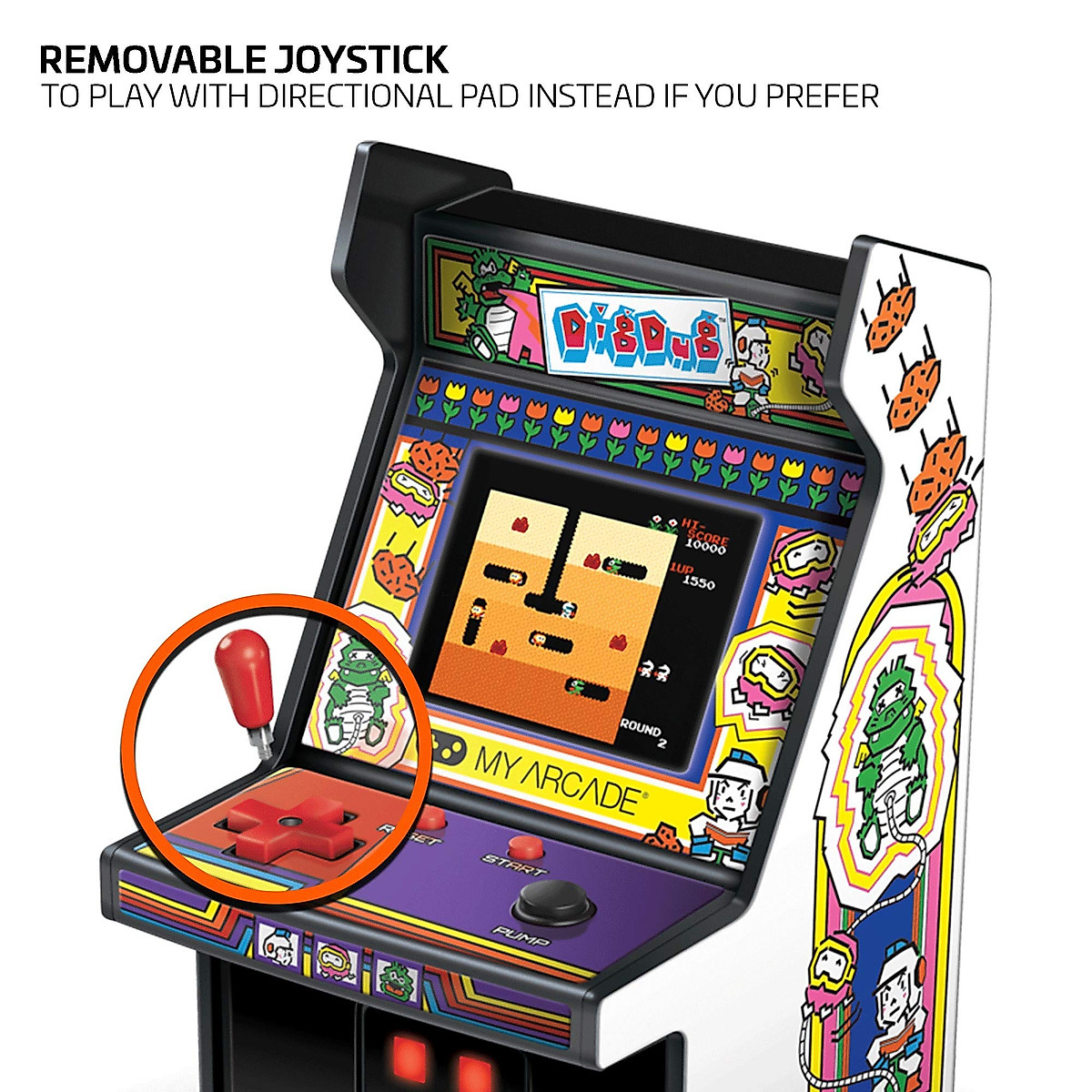 My Arcade Dig Dug Micro Player -Collectible Miniature-Fully Playable, 6.75 Inch Collectible, Color Display, Speaker, Volume Buttons, Headphone Jack (DGUNL 3221) - Electronic Games