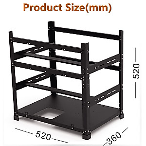 Mining Rig Frame for 12GPU, Steel Open Air Miner Mining Frame Rig Case, Support to Dual Power Supply for Crypto Coin Currency Bitcoin ETH ETC ZEC Mining Tools - Frame Only, Fans & GPU is not Included