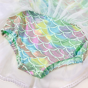 LYSMuch Baby Girl Mermaid One Piece Romper Sunsuit Toddler Sleeveless Dresses Tulle Clothes (Mermaid,18-24 Months