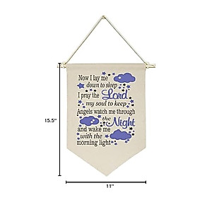 Now I Lay Me Down to Sleep,I Pray The Lord My Soul to Keep - Canvas Hanging Flag Banner Wall Sign Decor Gift for Boys Kids Nursery Teen Room Front Door