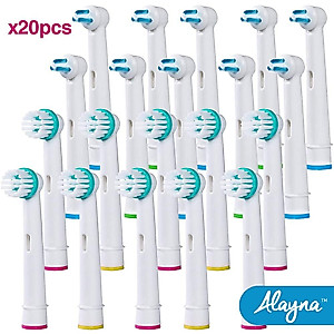 Compatible Oral-B Electric Toothbrush Ortho and Power Tip Bristle Replacement Head - 20-Pack | Braces Brush Heads with Dupont Bristles | Interproximal Clean with Orthodontic Brushes | Clean Retainers