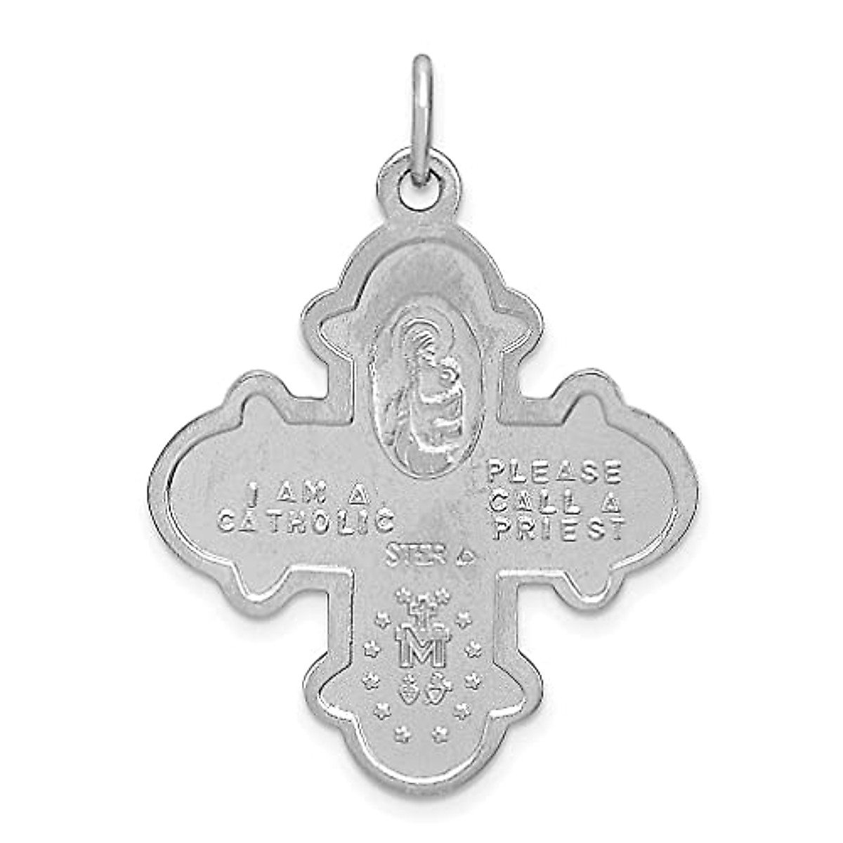 IceCarats 925 Sterling Silver Four Way Holy Cross Religious Medal Necklace Christian Pendant Scapular Charm 36mm x 35mm Only