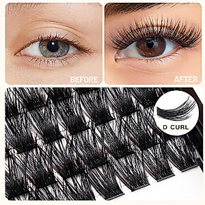 Bodermincer 120pcs 8-10-12-14mm Mixed,10-12-14-16mm Mixed Wide Cluster Clusters Individual Lashes Professional Makeup Individual Cluster EyeLashes Grafting Fake False Eyelashes Eyelash Extension