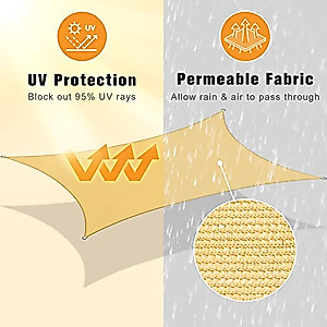 MR. COVER Sun Shade Sail 10 x 13 ft Rectangle for Patio Garden Backyard Outdoor Facility, Rip-Resistant & UV-Block, Double Stitched, Sand Color