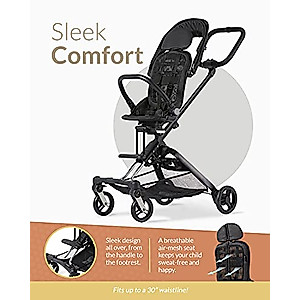Unilove On The Go 2-in-1 Lightweight and Frame Stroller with Reversible Toddler Seat, Bubble Black