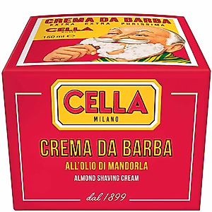 Cella Milano Classic Almond Shave Cream/Soap with Tallow,150 gm, Made in Italy, A favorite of European Barbershops for 125 Years
