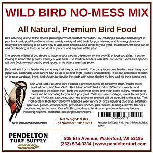 Pendelton Turf Supply Wild Bird, No-Mess Mix | All-Natural, Premium Bird Seed (9 lb Resealable Bag)