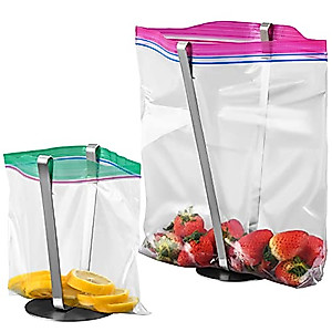 Kinkota Stainless Steel Ziplock Bag Holder for Filling, Food Storage Bag/Plastic Freezer Bag Holder Stand, Meal Planning/Prep Bag Holders, Durable Baggie Holder, 2 Pack
