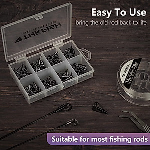 THKFISH Fishing Rod Tip Repair Kit Rod Repair Kit Small Freshwater Stainless Ceramic Repair Fishing Kits Black 80pcs