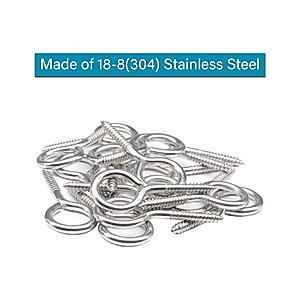 M3 x 1-1/2" Screw Eyes (50pcs) Small Eyelet Screws Lag Eyebolt 18-8 Stainless Steel 304 Heavy Duty Hook by IMScrews