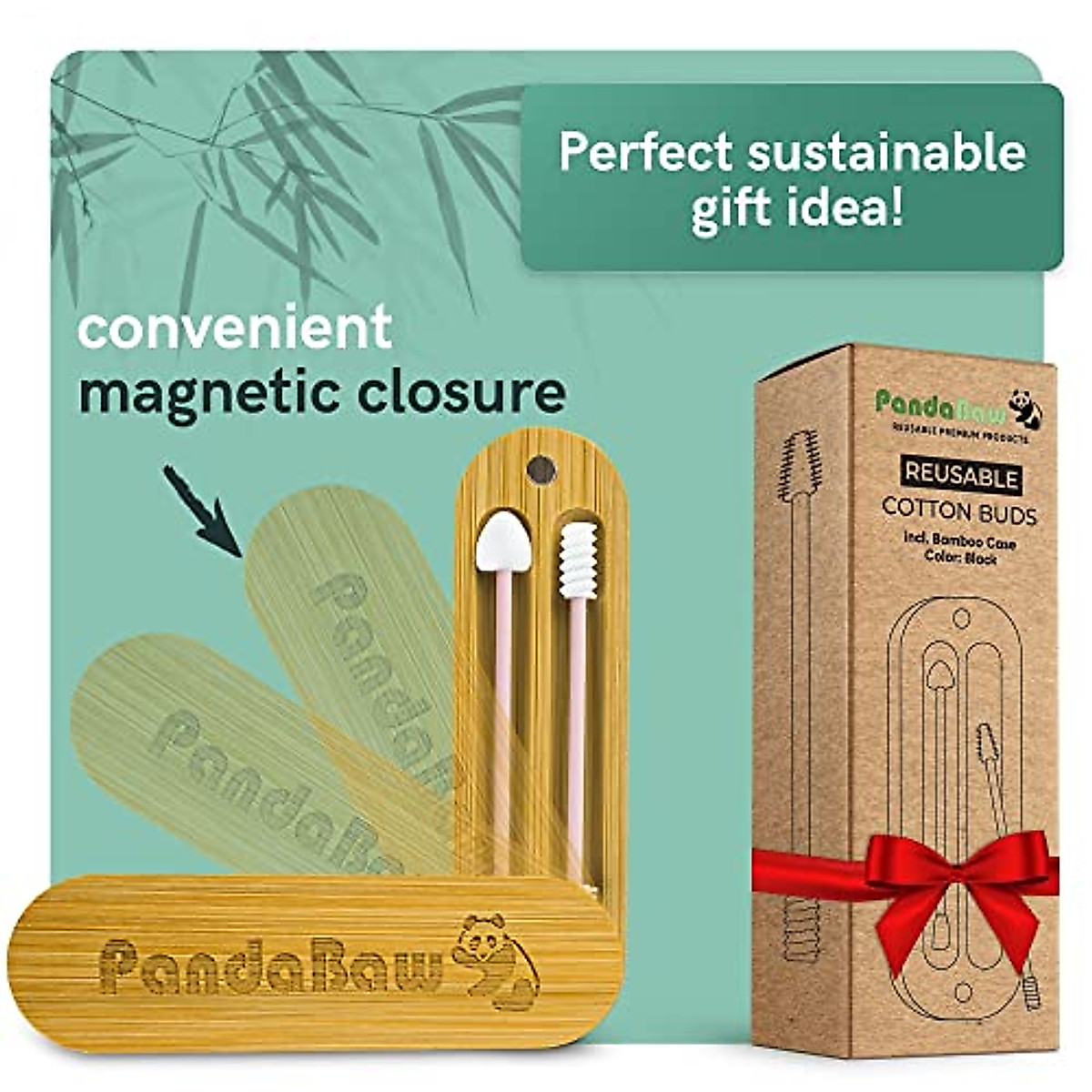 New: PandaBaw® 2 x Reusable Cotton Swabs [Extra Soft] - Silicone Qtip, Reusable Qtips for Ears, Makeup & Travel - Zero Waste Products Reusable Ear Swabs - Eco Friendly Qtips [Pink] - Easy to Clean