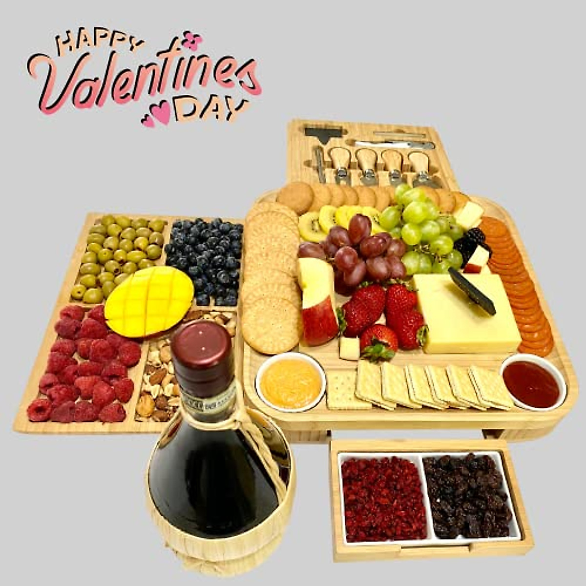 iBambooMart Charcuterie Boards, Extra Large Charcuterie Board Set - Bamboo Cheese Board and Knife Set - House Warming Gifts New Home, Wedding Gifts for Couples