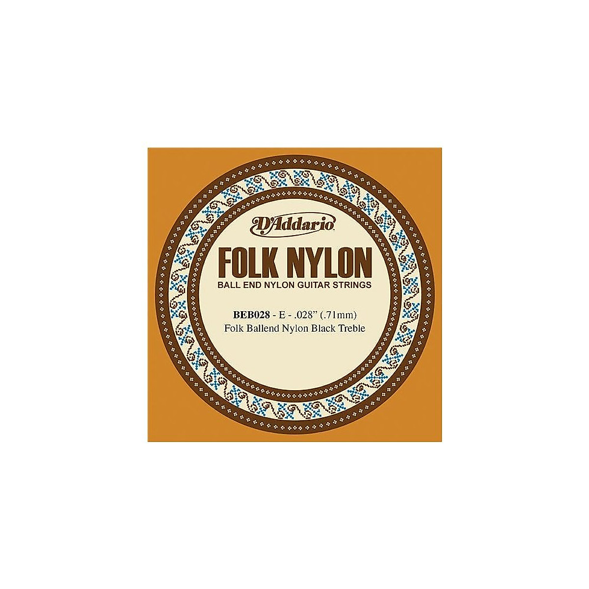 D'Addario BEB028 Folk Nylon Guitar Single String, Black Nylon, Ball End, .028