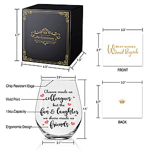 Perfectinsoy Chance Made Us Colleagues Wine Glass with Gift Box, Coworker Gifts for Leaving Farewell, Birthday Gifts for Coworkers, Friends, Office Gift Idea for Coworker, Best Friend or Boss Lady