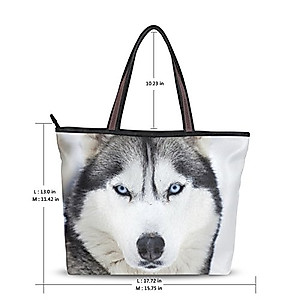 My Daily Women Tote Shoulder Bag Husky Dog Handbag Large