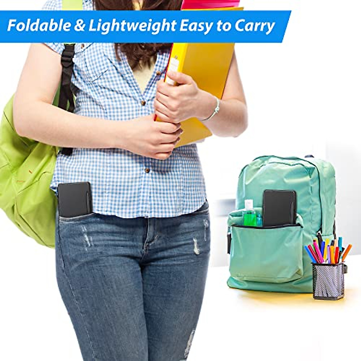 Scientific Calculators with Erasable Writing Tablet, HUIJUTCHEN Foldable 10 Digit Desk Calculator, Solar and Battery Powered, Back to School Supplies for Middle School, High School & College Students