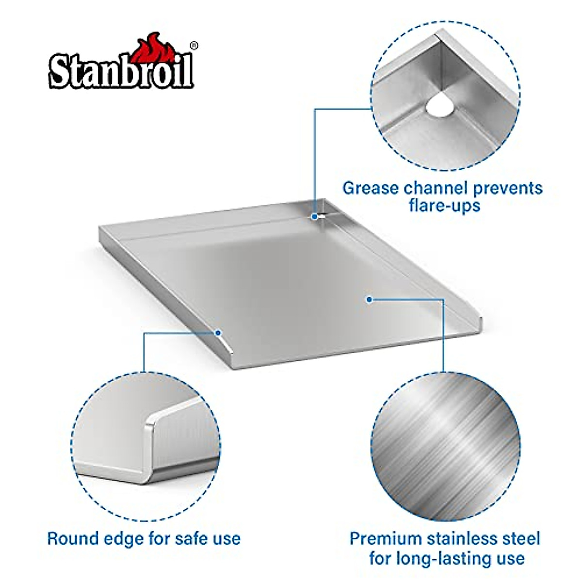 Stanbroil Universal Stainless Steel Griddle Pan for Outdoor Grill Stove Cooking