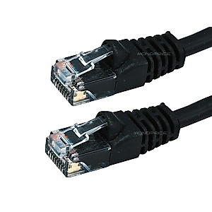 Monoprice Cat6 Ethernet Patch Cable - 75 Feet - Black | Network Internet Cord - RJ45, Stranded, 550Mhz, UTP, Pure Bare Copper Wire, 24AWG