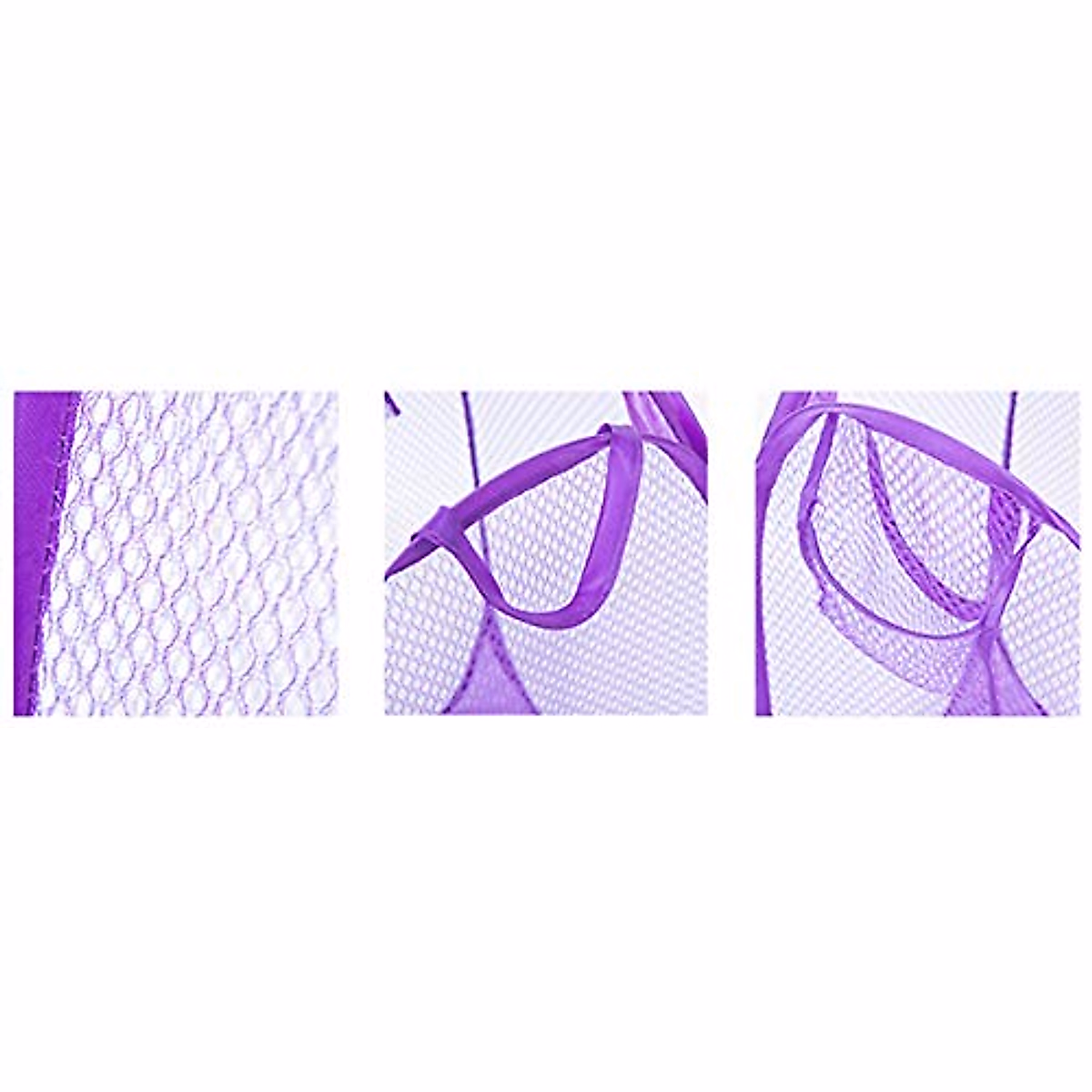 Portable Small Mesh Laundry Hamper Foldable Nursery Storage Basket for Baby Clothes Kids Toy Pop Up Camper Hampers Purple