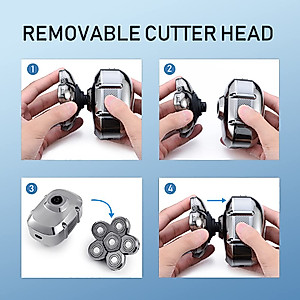 Bald Head Shavers for Men - 4 in 1 Electric Razor for Bald Men Wet and Dry, Floating Cordless USB Rechargeable Rotary Shaver Grooming Kit Beard Trimmer Waterproof Fast Charging with LED Display