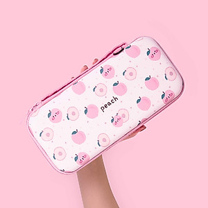 AOLDHYY Niclogi Carry Case for Nintendo Switch, Hard Shell Protective Cover Travel Carrying Bag with 12 Game Card Slots, Inner Storage Bag for Switch Console Controller & Game Accessories, Peach Pattern