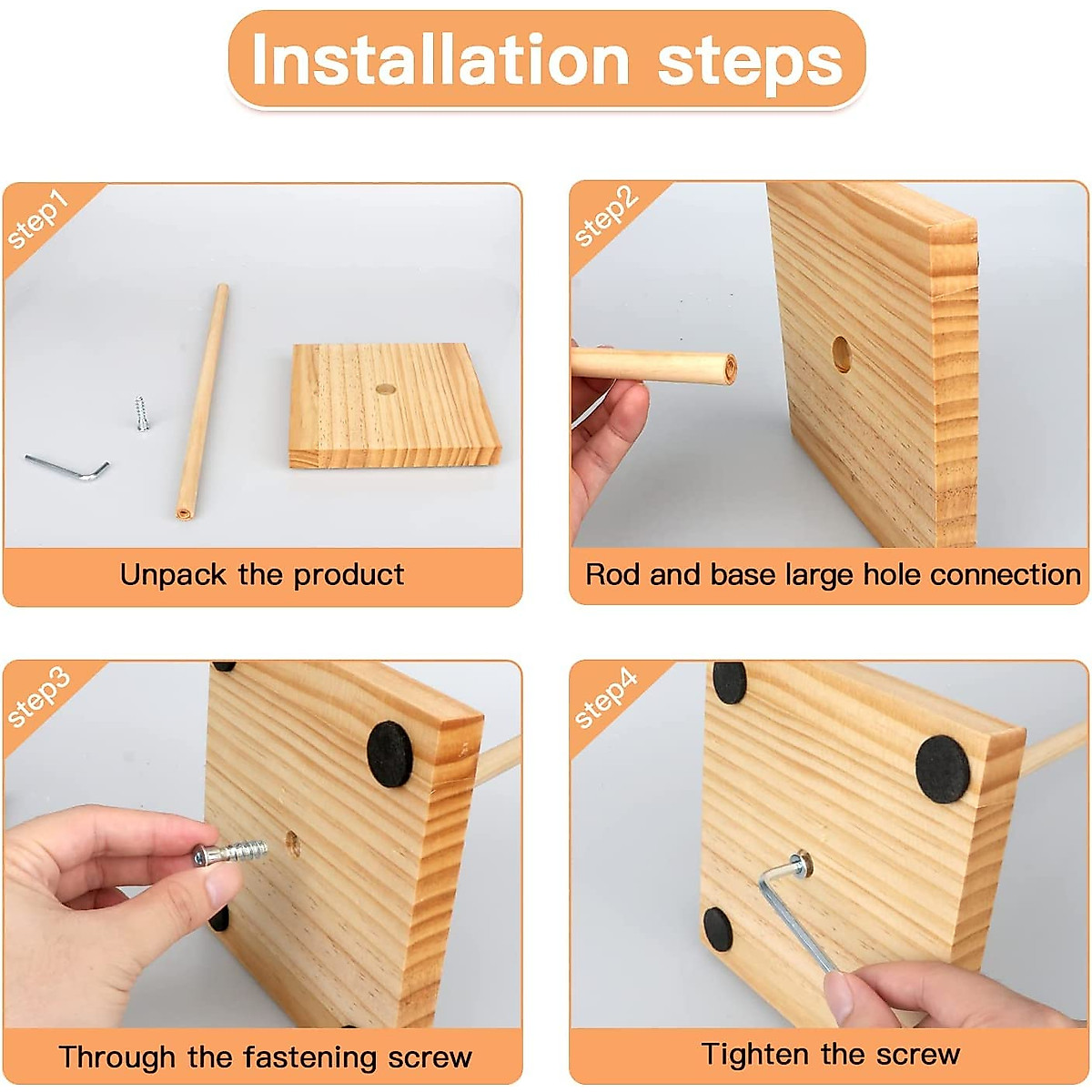 Donut stand, 4PCS Wooden Donut Stand Display Farmhouse Donut Holder, Reusable Bagel Holder Tower Stand, Suitable for Weddings, Birthday Parties, All Kinds of Parties, Baby Shower (4 packs-Square)