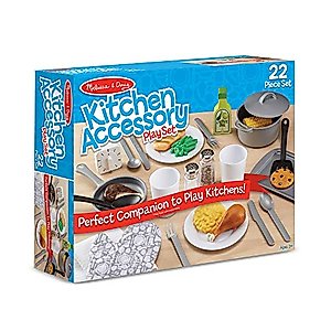 Melissa & Doug 22-Piece Play Kitchen Accessories Set - Utensils, Pot, Pans, and More , White