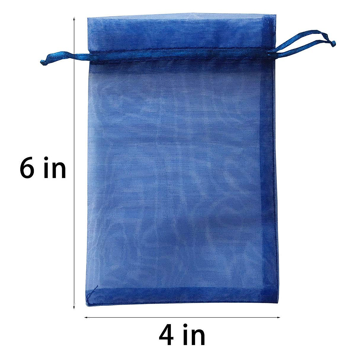 50 Pc 4x6 inch Gift Wrap Bags Navy Blue,Organza Sheer Fabric,Drawstring Glossy Pastel Treat Bags for Baby Shower Favor,House Party Favors,Bridal Shower Favor,Lipsense Holder,Xmas,Tea,Cookies,Chocolate