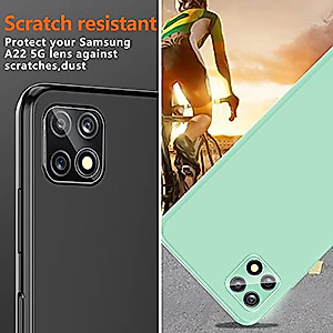 Ferilinso Designed for Samsung Galaxy A22 5G Screen Protector, 3 Pack HD Tempered Glass with 2 Pack Camera Lens Protector [9H Hardness] [Case Friendly] [Anti-Fingerprint] [Easy Installation]