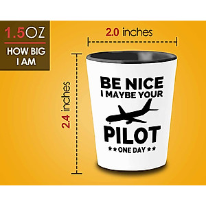 Bubble Hugs Pilot Shot Glass 1.5Oz - Pilot One Day - Pilot Gifts Airplane Flying Captains Aviator Airline Aviation