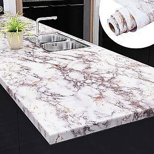 YENHOME Marble Wall Paper 200x30 inch Grey Brown Marble Contact Paper Self Adhesive Granite Peel and Stick Countertops Removable Wallpaper Waterproof Countertop Contact Paper for Kitchen Cabinets