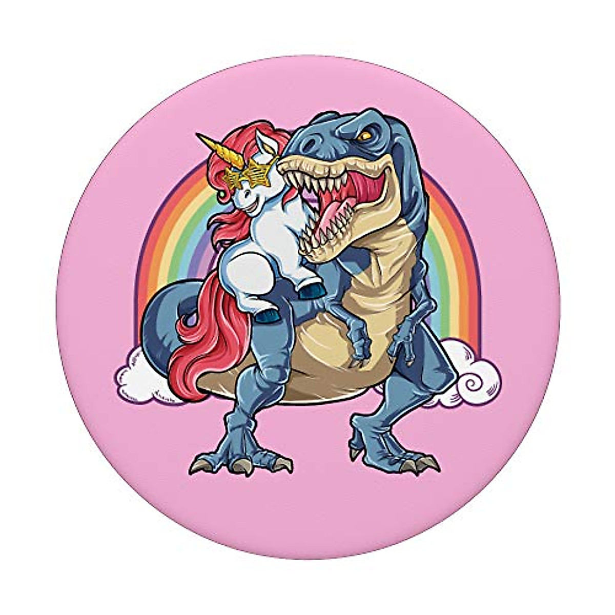 Unicorn Dinosaur T rex Funny Squad Girls Women Rainbow Gift PopSockets PopGrip: Swappable Grip for Phones & Tablets