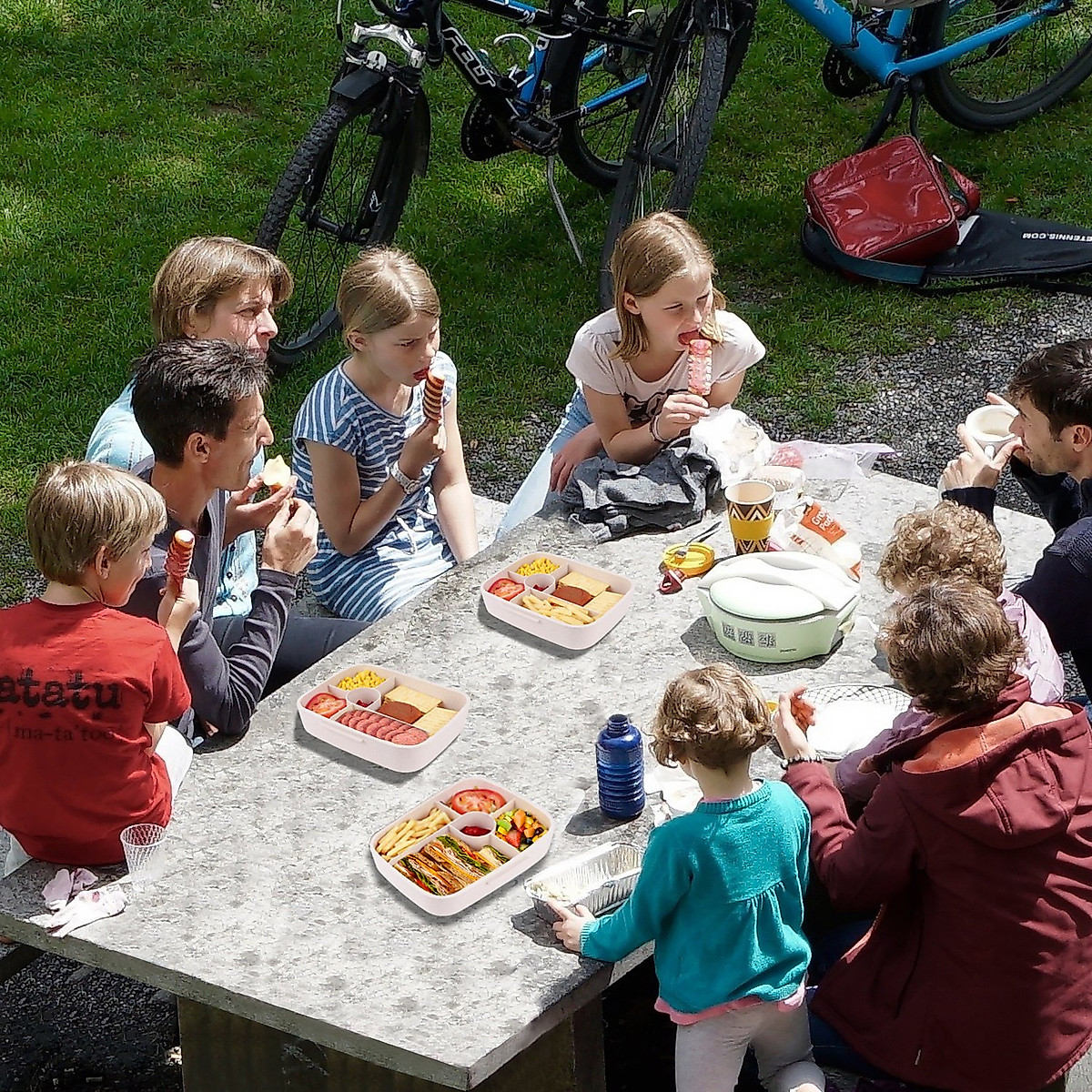 BRIGENIUS Bento Box for Adults, Lunch Box, BPA Free, Made from Degradable Cereal Fiber, Can Use Safety in Microwave, Dishwasher (Has Fork and Spoon)