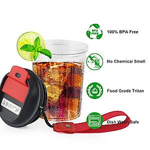 KETIEE Sports Water Bottle-15oz Travel Bottle Tritan BPA Free with Portable Sip & Straw Lid -Clear Leak Proof Gym Bottle Reusable Iced Coffee Mug On the Go for Women Men (Black)