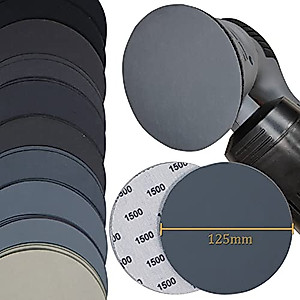 Aewio 30PCS 5 inch No Hole #240-#3000 Wet Dry Sanding Discs 240 320 400 600 800 1000 1200 1500 2000 3000 Grit Sandpaper Compatible for Random Orbital Sanders (#240-#3000 10Kind Grit Each 3PCS)