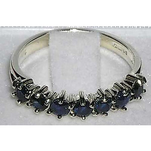 925 Sterling Silver Natural Sapphire Womens Eternity Ring - Size 5