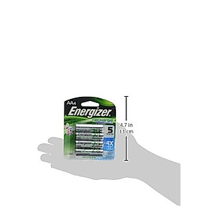 Energizer Recharge Power Plus AA 2300 mAh Rechargeable Batteries, Pre-Charged, 4 Count