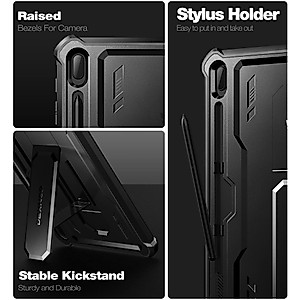Dexnor Case for Galaxy Tab S7 FE 12.4 Inch (2021), [Built in Screen Protector & Kickstand] with Pen Holder Heavy Duty Shockproof Full Body Protective Cover for Galaxy S7 FE Case-Black